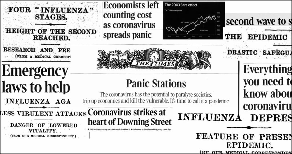 COVID-19 and Spanish Flu: Reporting from The Times